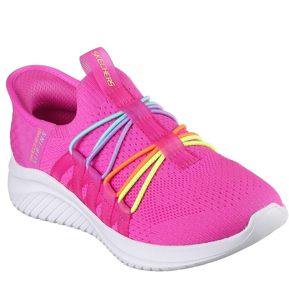 Girls Skechers Ultra Flex 3.0 Bungee Fun Trainers Pink – Brantano