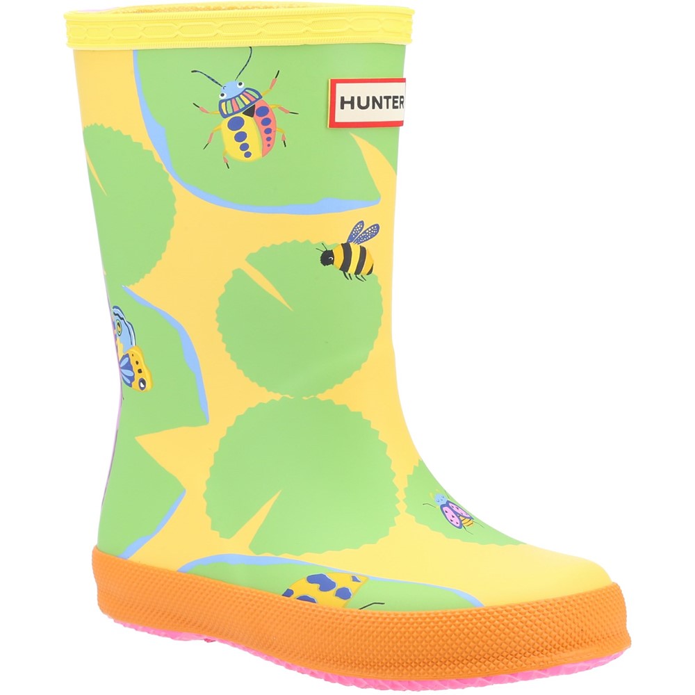 Kids Hunter First Classic Lilly Pad Wellington Boot Yellow – Brantano