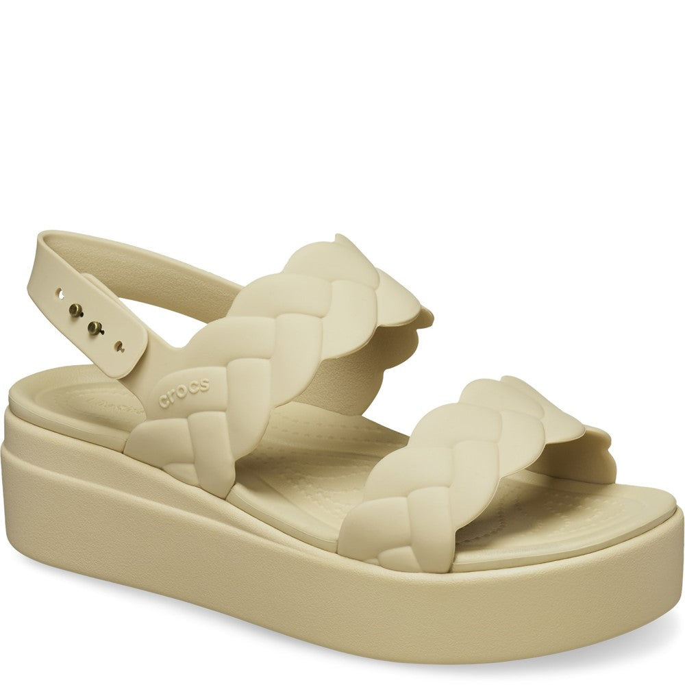 Womens Crocs Brooklyn Woven Low Wedge Ivory – Brantano