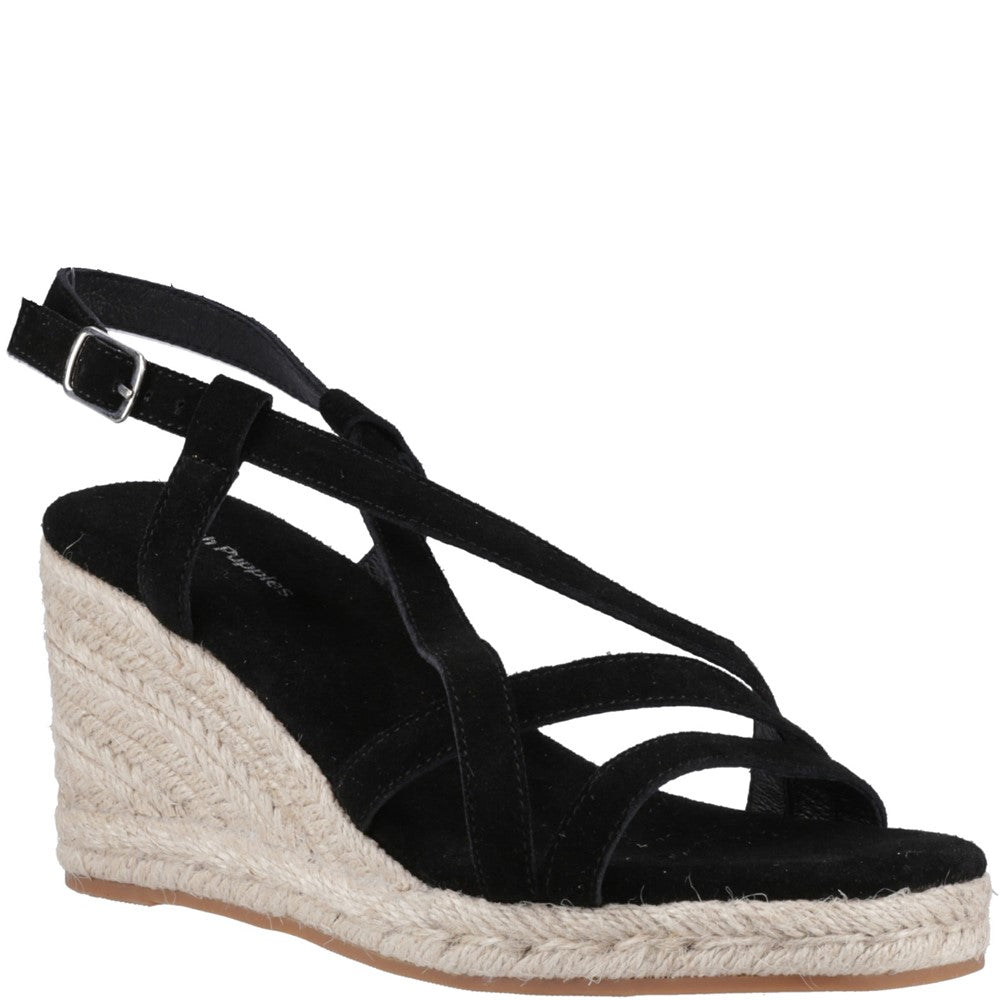 Womens Hush Puppies Jenny Espadrille Wedge Sandal Black – Brantano
