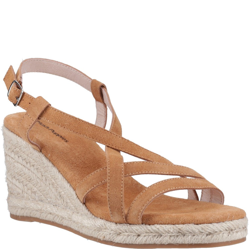Womens Hush Puppies Jenny Espadrille Wedge Sandal Tan – Brantano