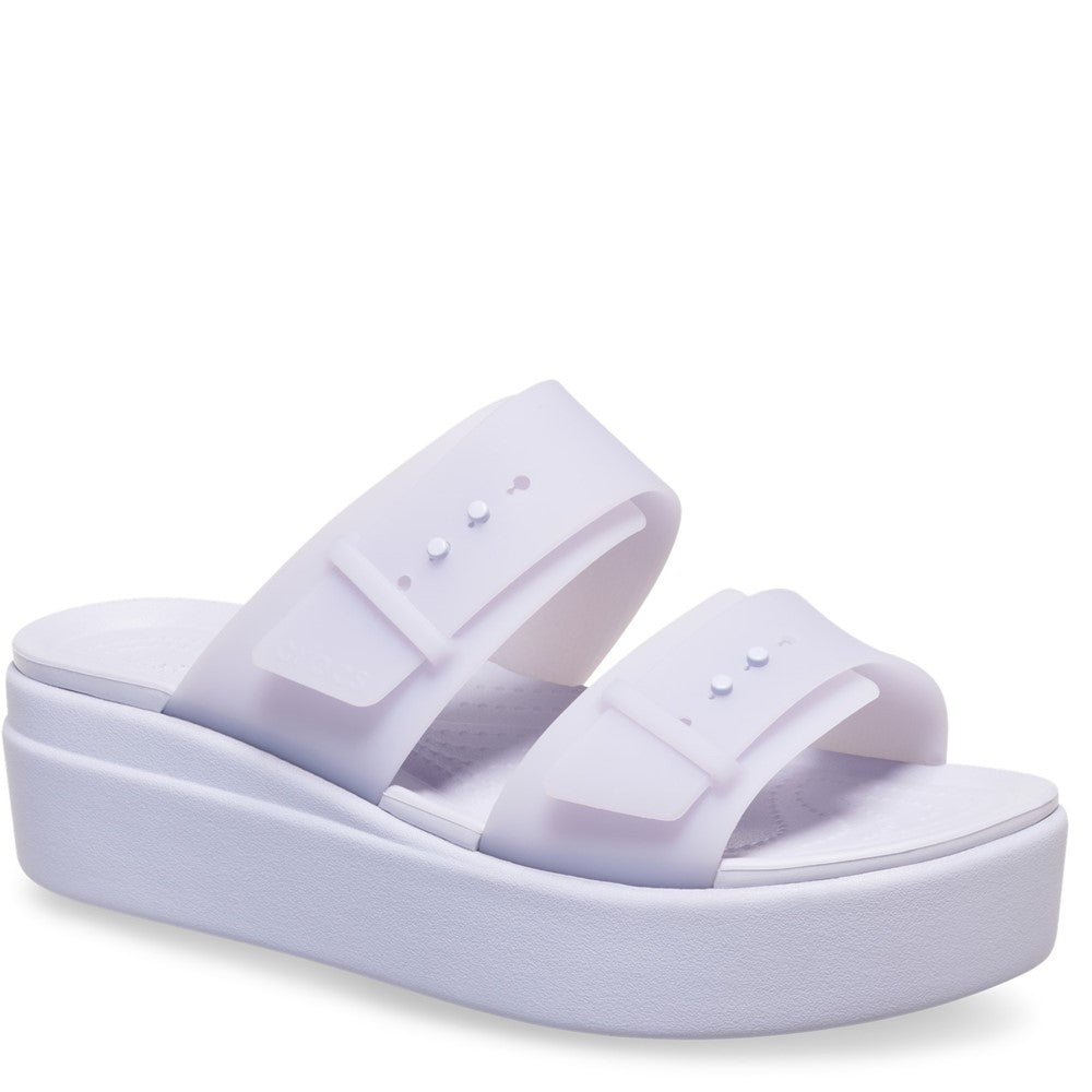 Womens Crocs Brooklyn Buckle Low Wedge Purple – Brantano