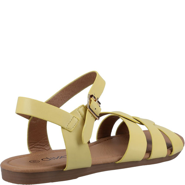 Womens Divaz Antalya Vegan Summer Sandal Yellow | Brantano
