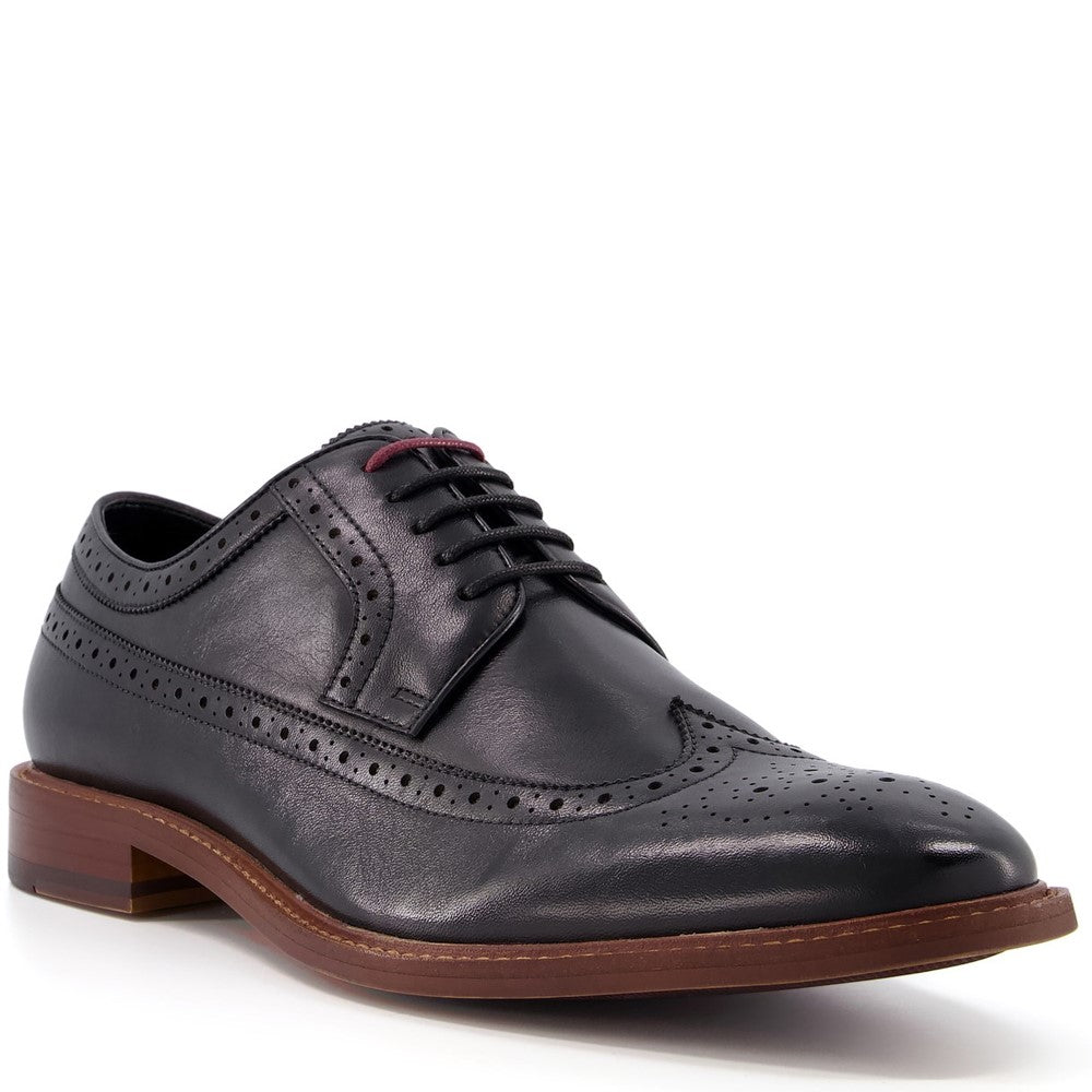 Mens Dune Superior Leather Wingtip Brogue Shoes Black | Brantano