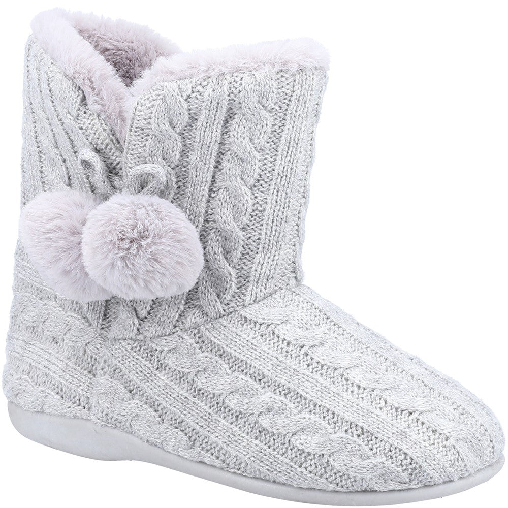 Womens Fleet & Foster Apple Knitted Bootie Slipper Grey – Brantano